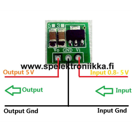 Pienikokoinen STEP UP muunnin 0.8-5V->5V | SP-Elektroniikka